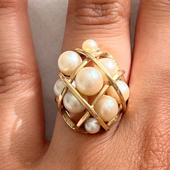 Ming’s Hawaii | Jewelry | Rare Mings Hawaii Pearl Cluster 4k Gold Ring ...